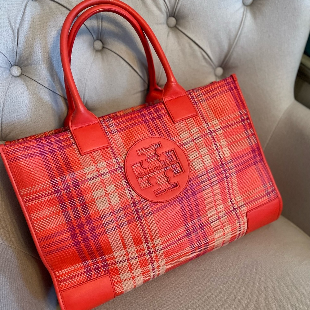 Tory Burch Ella Tote!Limited Edition,Straw Shell Silk… - Gem